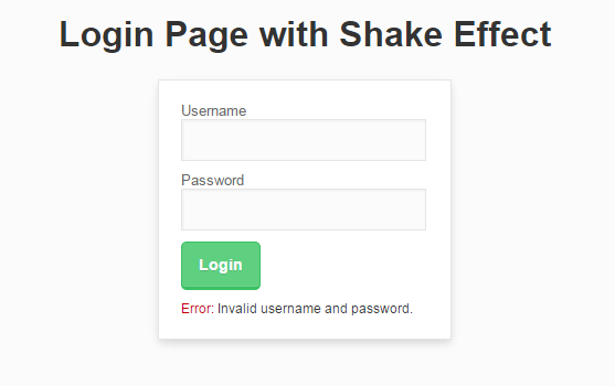 Login Page with Shake Effect | SourceCodester
